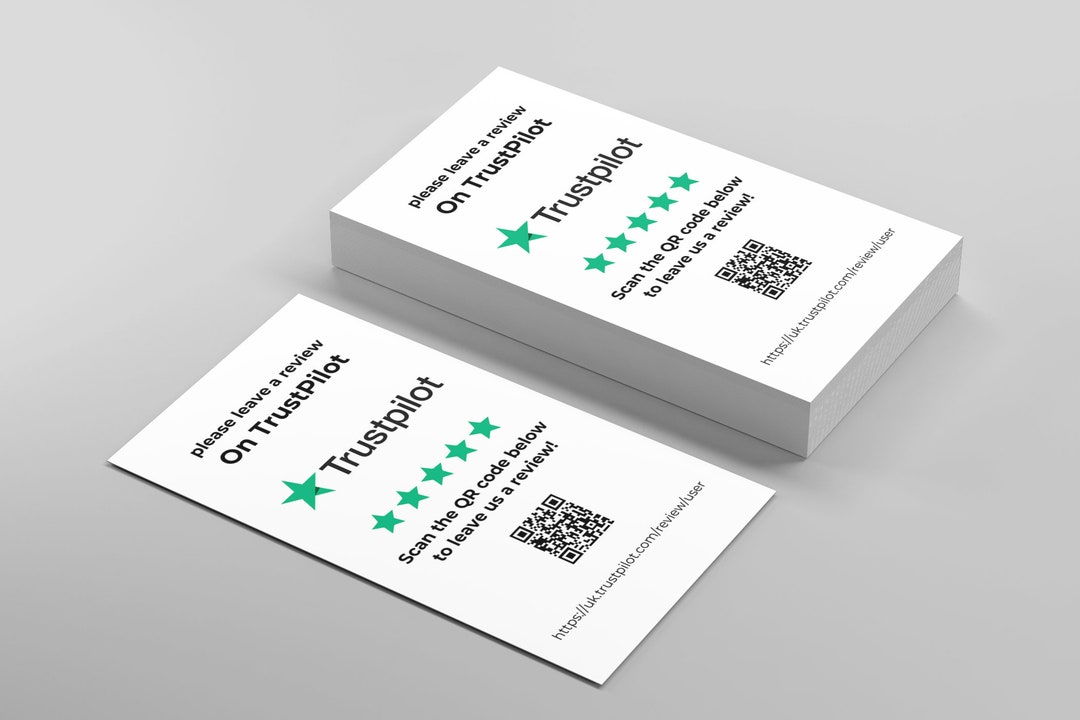 Trustpilot Review Card Template | Trustpilot QR Code Cards | Editable ...