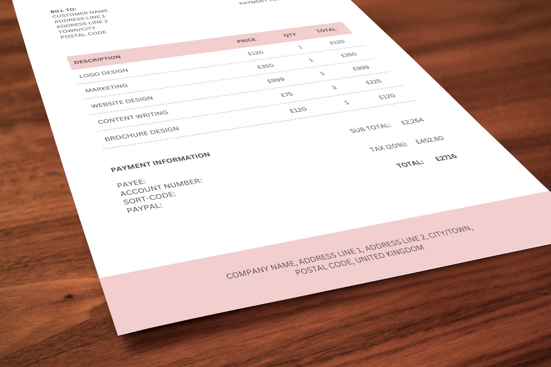 Digital Editable Invoice Template | Feminine Invoice Template ...