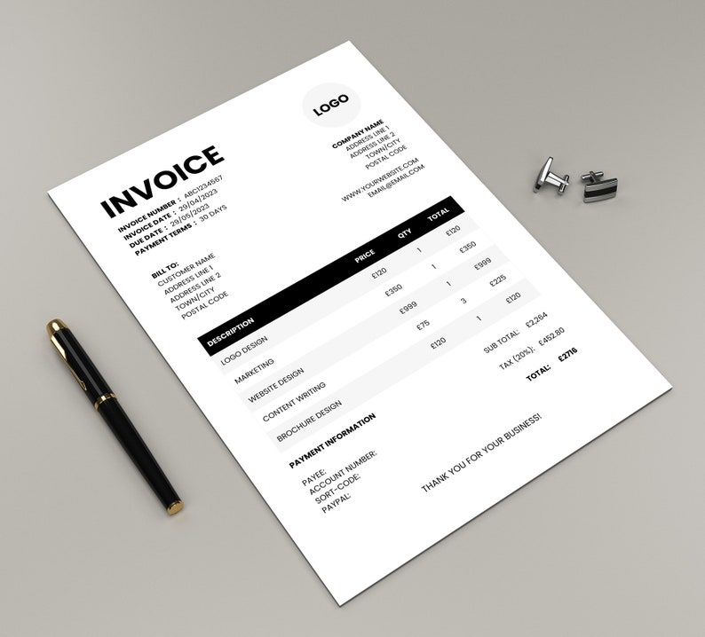 Modern Invoice Template Design | Professional Invoice Template | Small ...