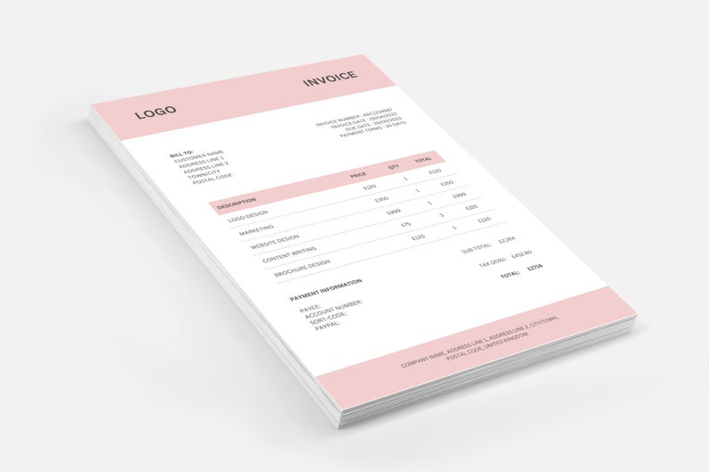 Digital Editable Invoice Template | Feminine Invoice Template ...