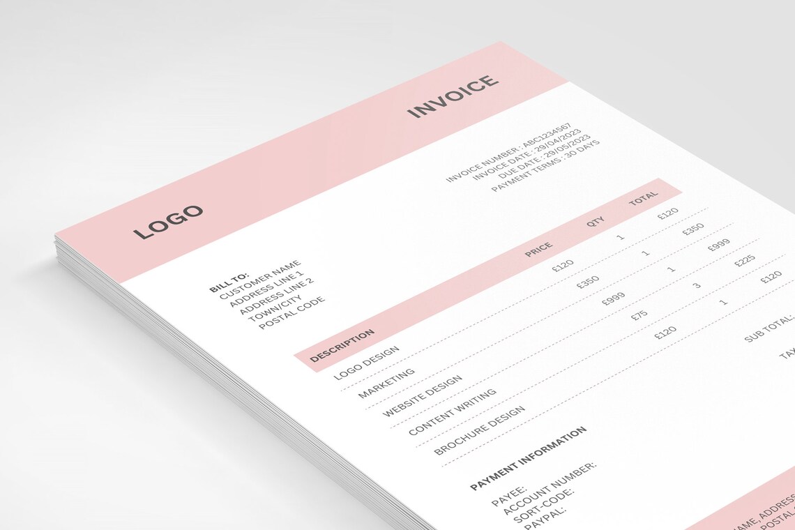 Digital Editable Invoice Template | Feminine Invoice Template ...