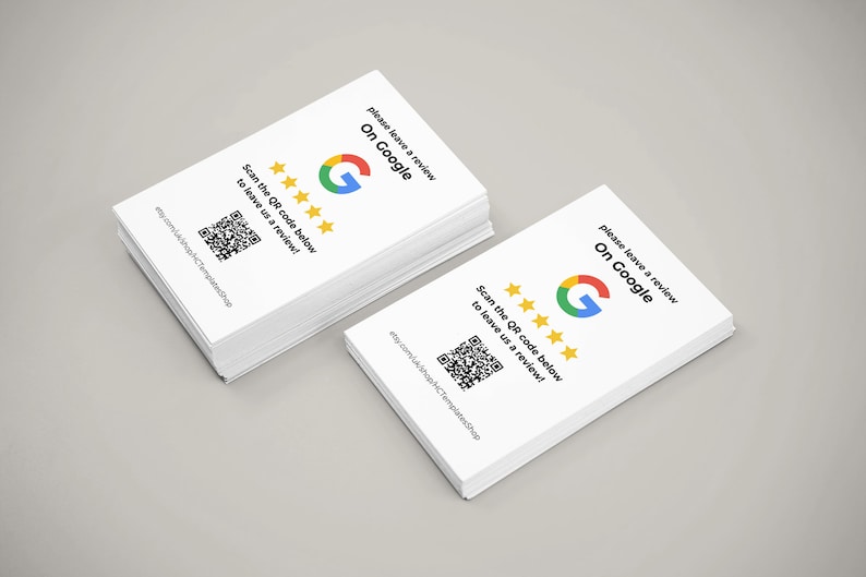 Google Review Card Template | Google Review QR Code Cards | Editable ...