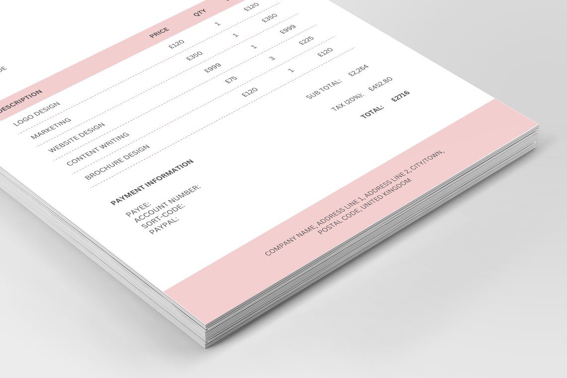 Digital Editable Invoice Template | Feminine Invoice Template ...