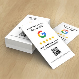 Google Review Card Template | Google Review QR Code Cards | Editable ...