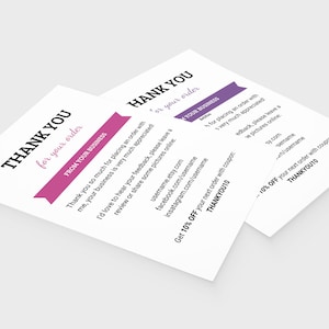 Thank You Card Editable Canva Template Order Insert Cards - Etsy