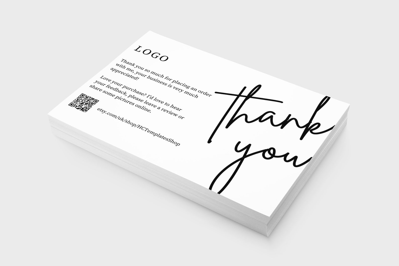 Thank You Order Card | Editable Small Business Thank You Card | Thank ...