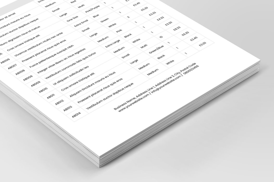 Minimal Wholesale Price List Template | Product Pricing Template ...