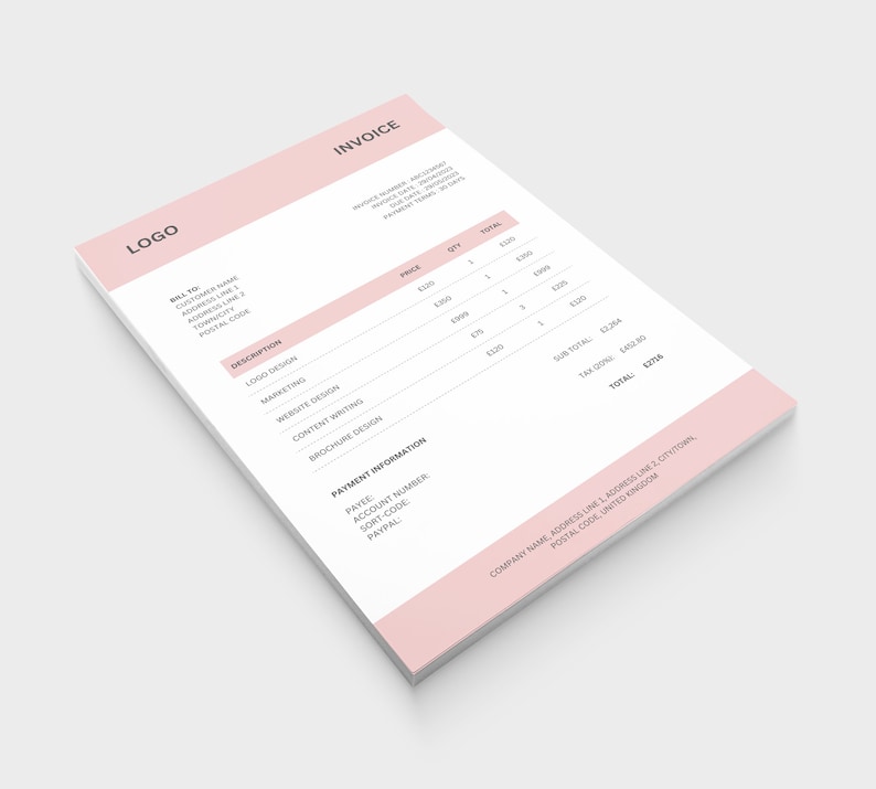 Digital Editable Invoice Template | Feminine Invoice Template ...
