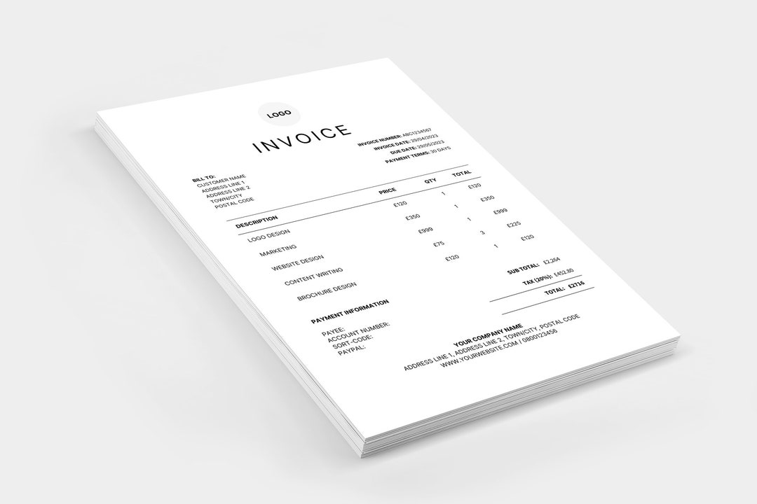 Minimal Invoice Template | Editable Invoice Document | Clean ...