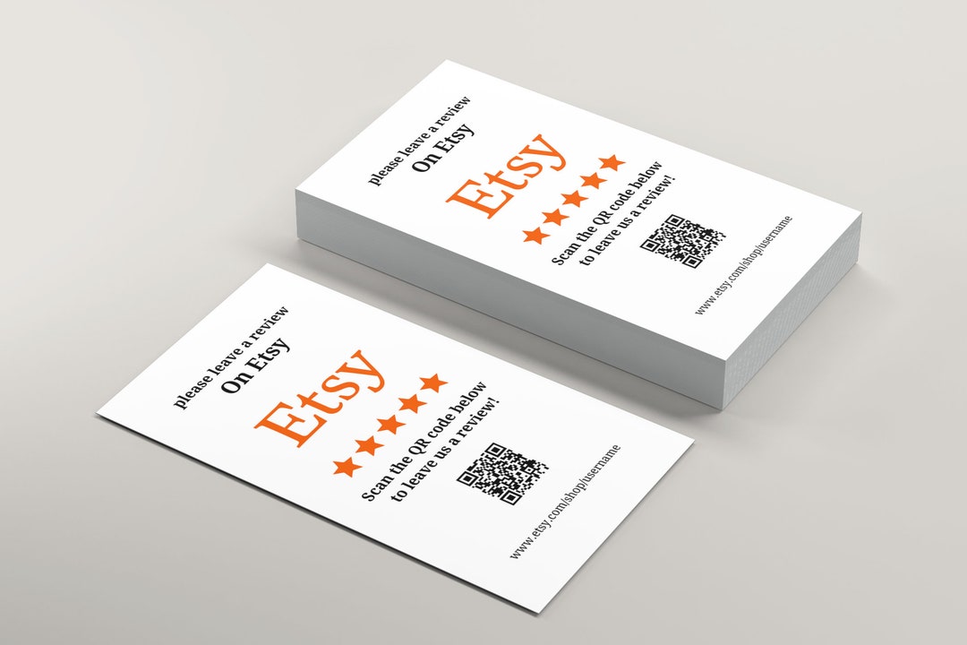 Etsy Review Card Template | Etsy Seller Review QR Code Cards | Editable ...