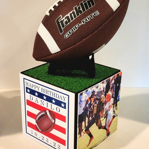 Football Photo Cube Centerpiece: Custom Sports Party Decor With ...