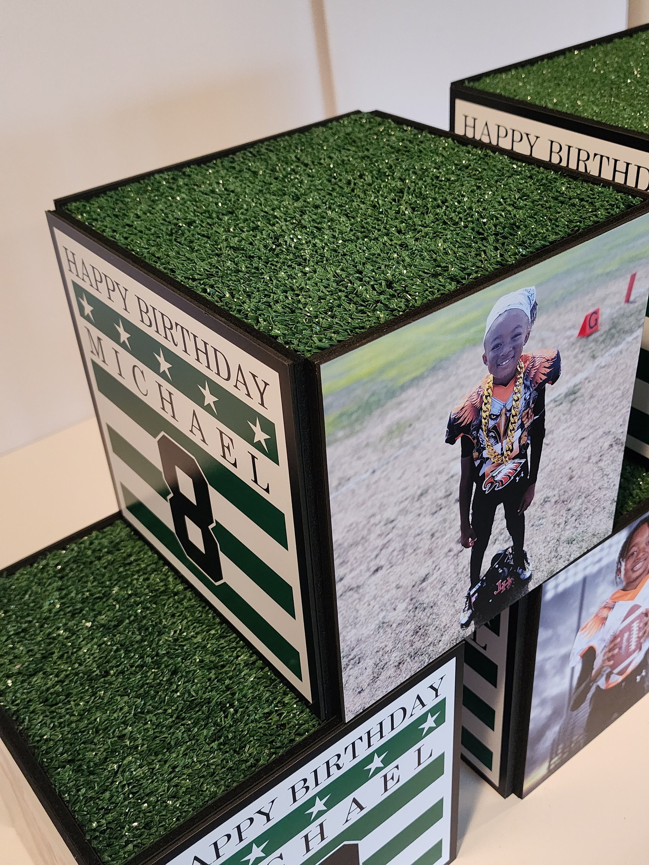 Sports Photo Cube Centerpiece With Astroturf - Etsy