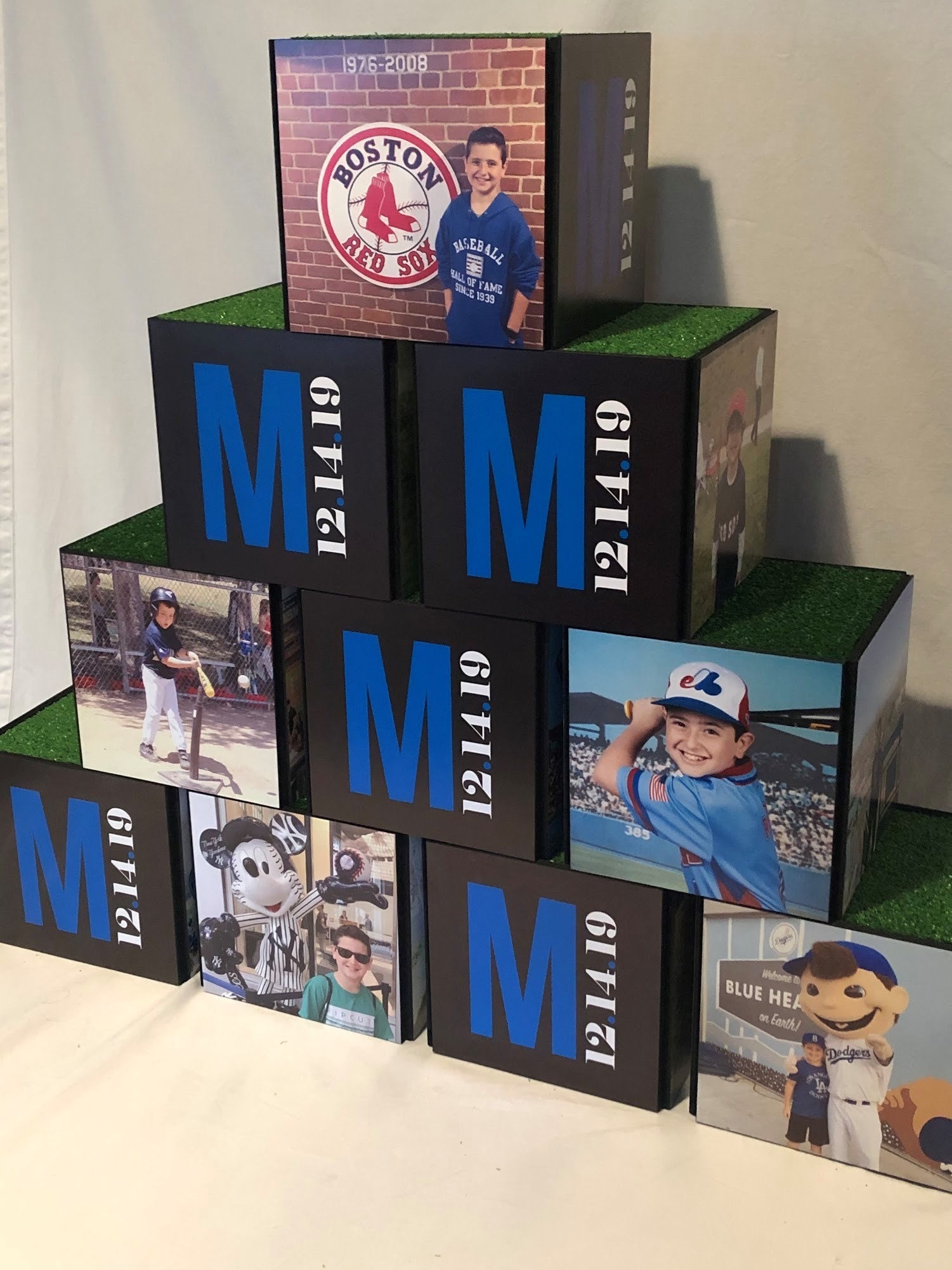 Photo Cube Centerpiece With Astro Turf Tops - Etsy