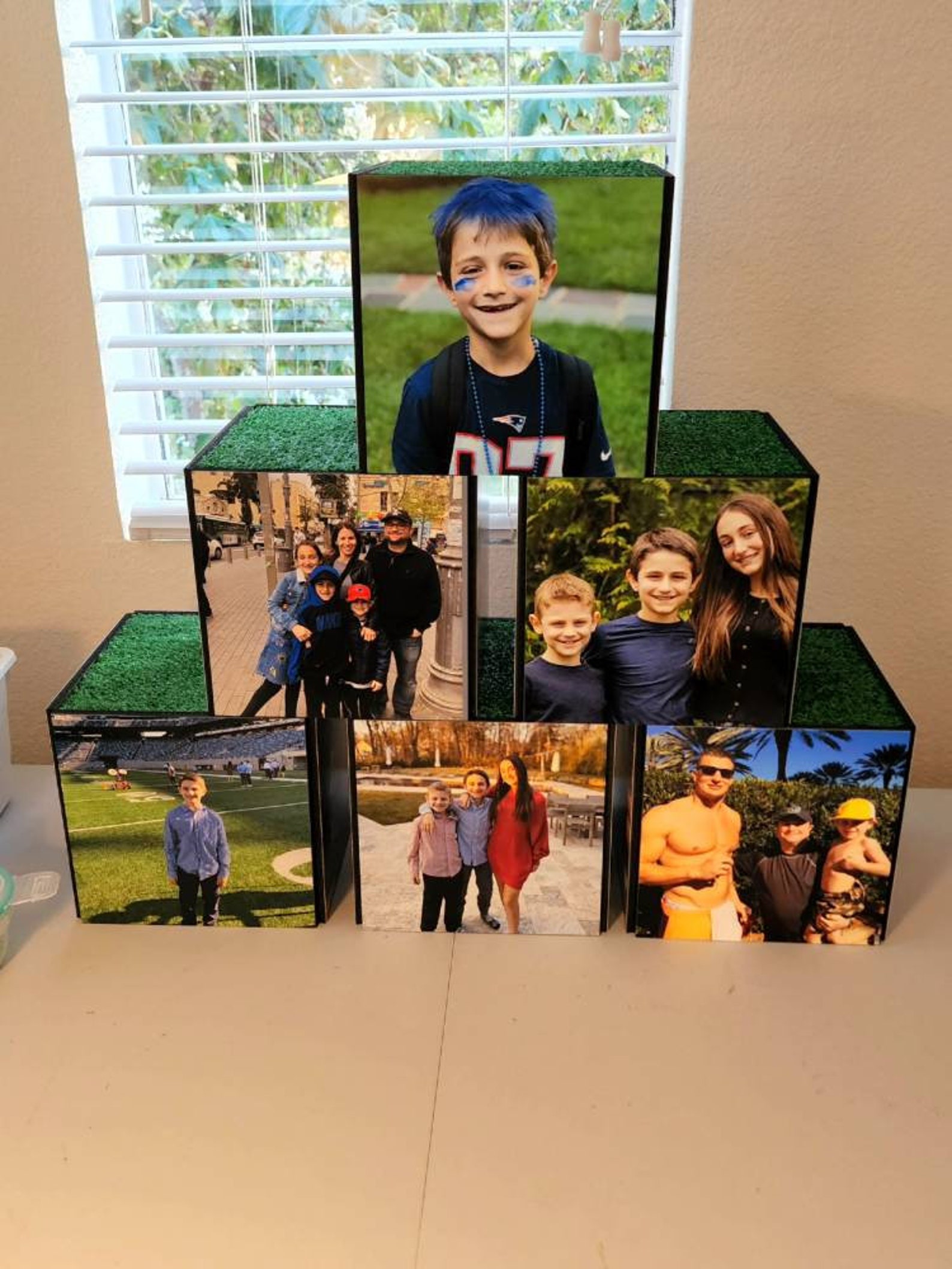 Photo Cube Centerpiece With Astro Turf Tops - Etsy