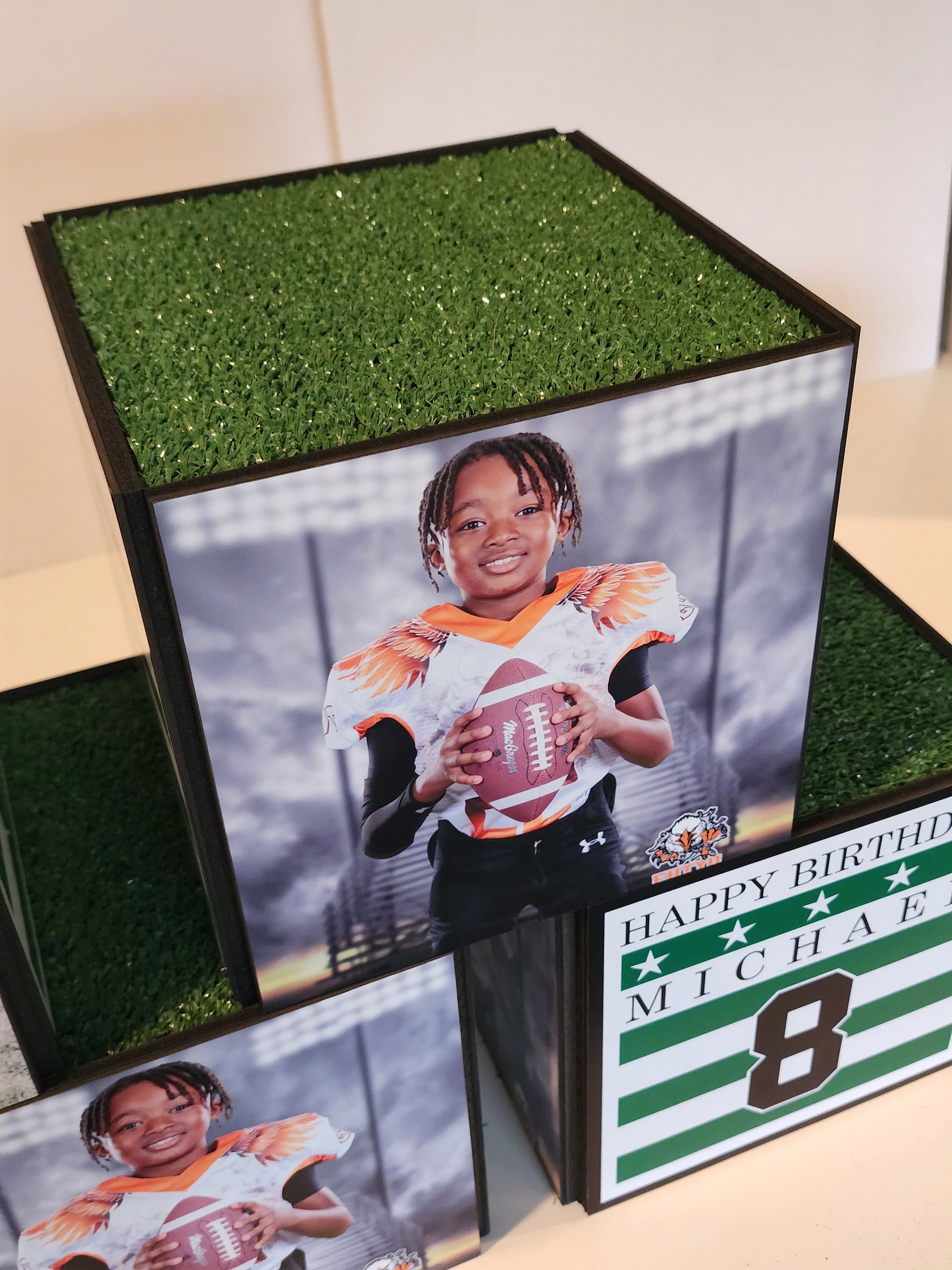 Sports Photo Cube Centerpiece With Astroturf - Etsy
