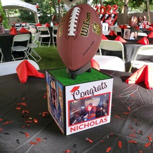Football Photo Cube Centerpiece: Custom Sports Party Decor With ...