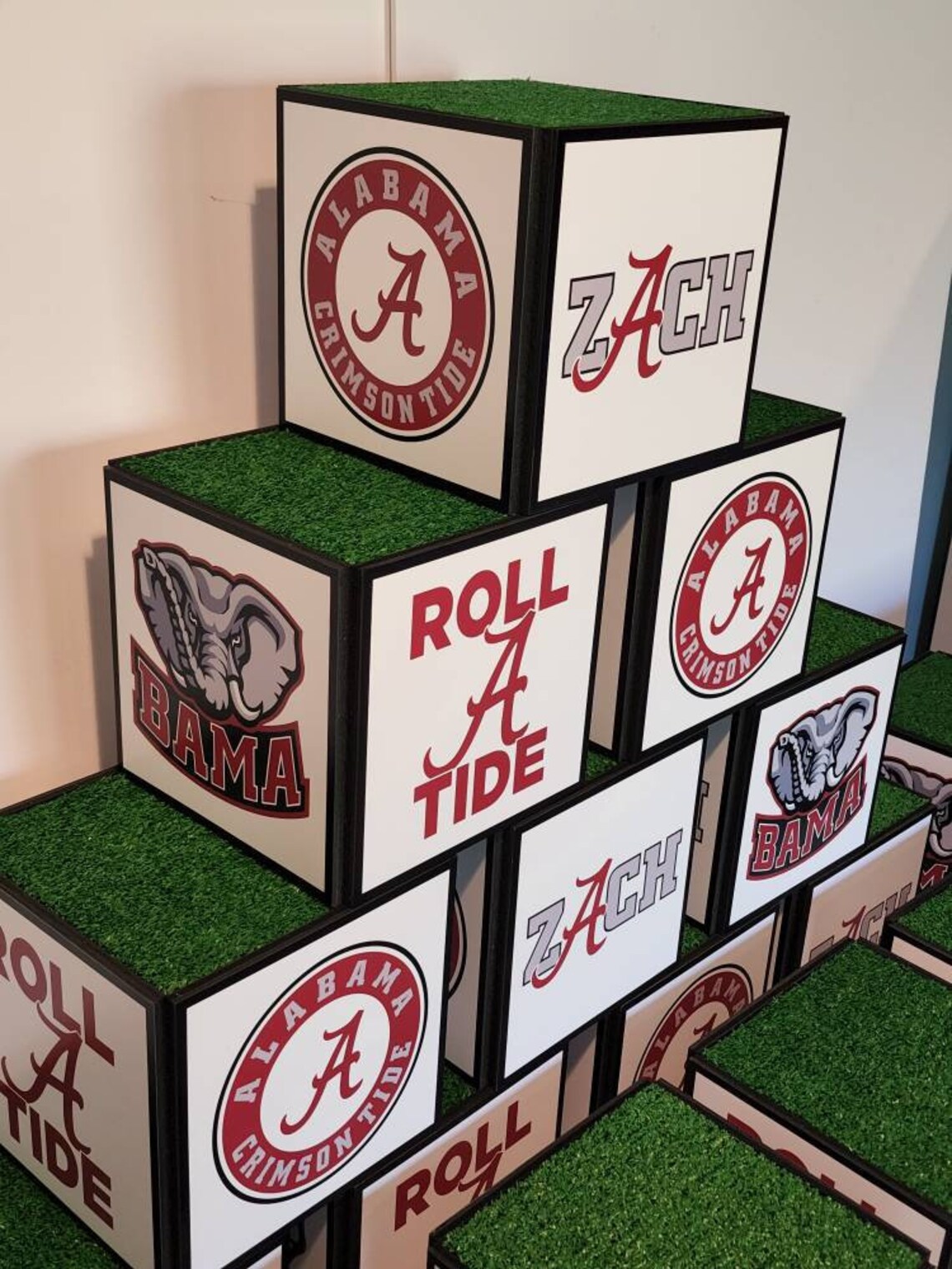 Photo Cube Centerpiece With Astro Turf Tops - Etsy