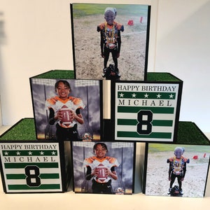 Photo Cube Centerpiece for Birthdays - Sports Themed Photo Cube With ...