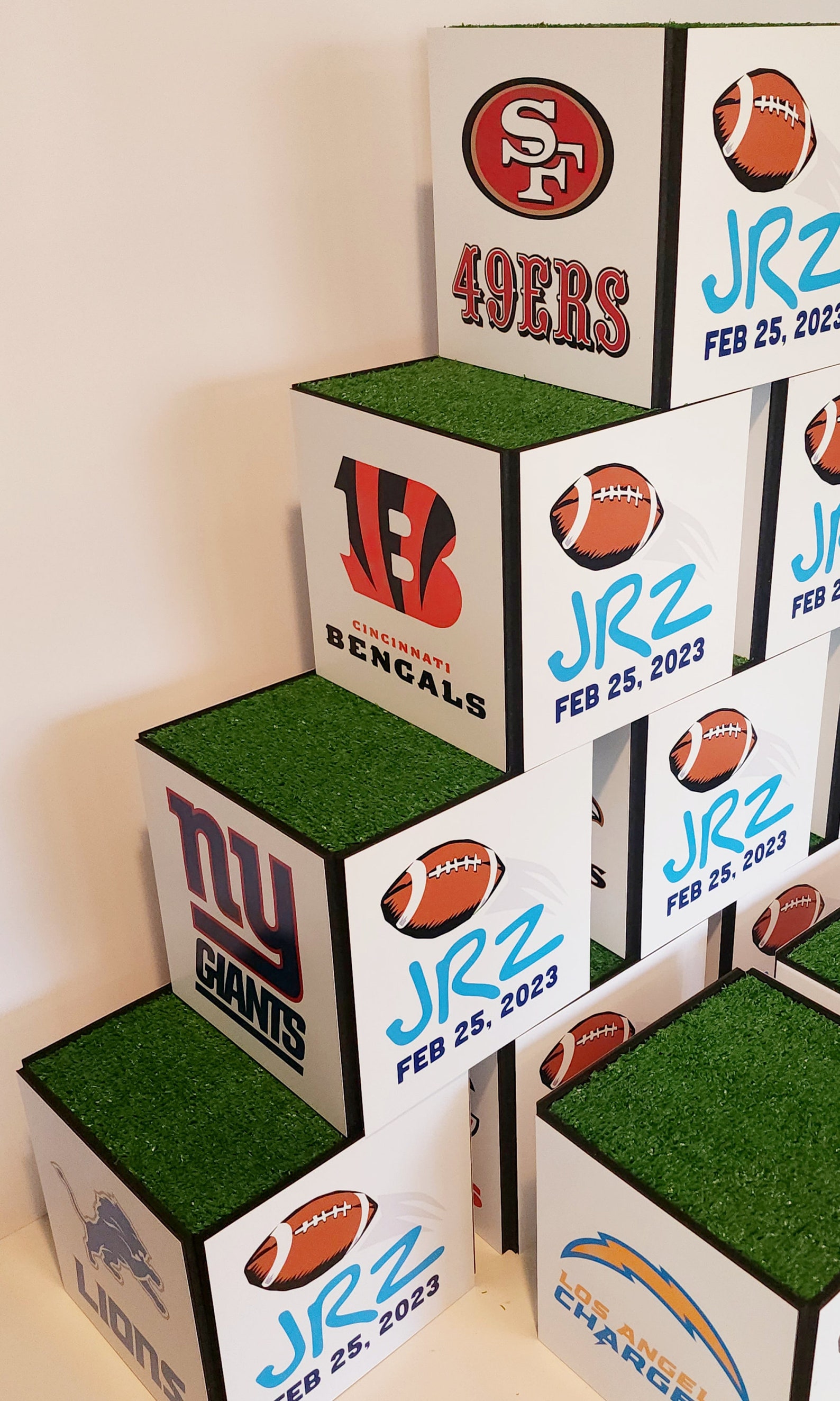 Photo Cube Centerpiece With Astro Turf Tops - Etsy