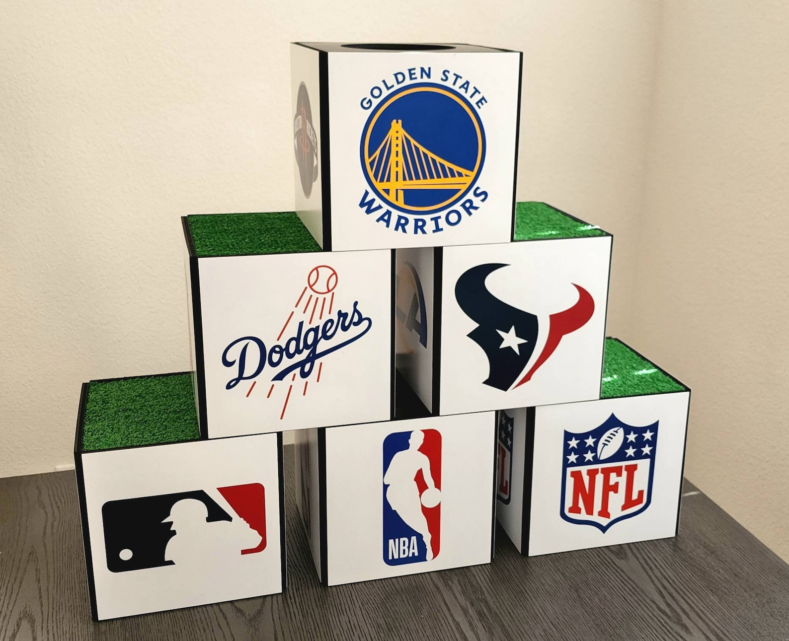 Photo Cube Centerpiece With Astro Turf Tops - Etsy