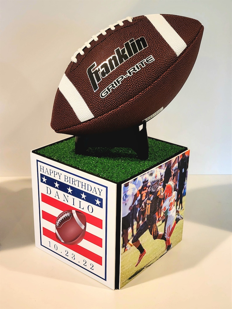 Football Photo Cube Centerpiece: Custom Sports Party Decor With ...