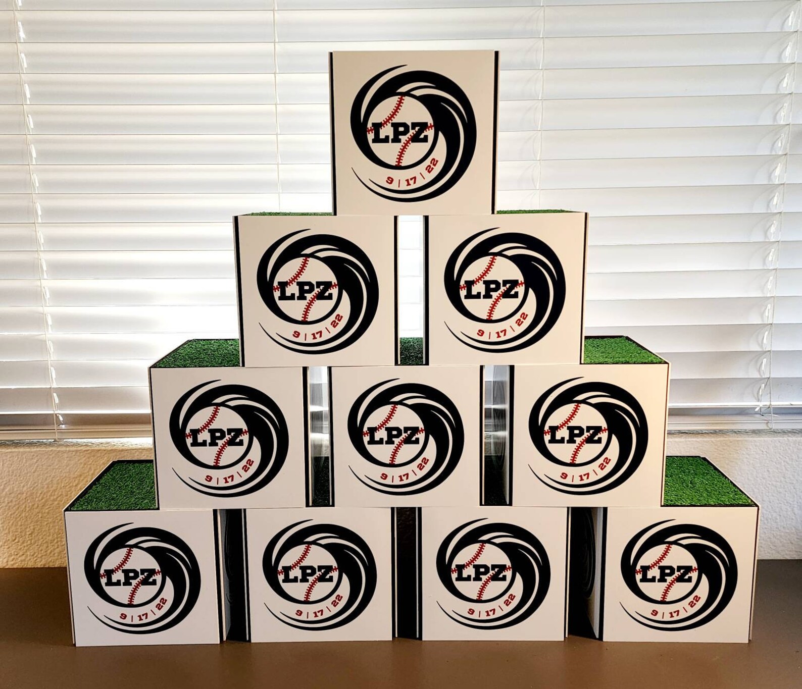 Photo Cube Centerpiece With Astro Turf Tops - Etsy