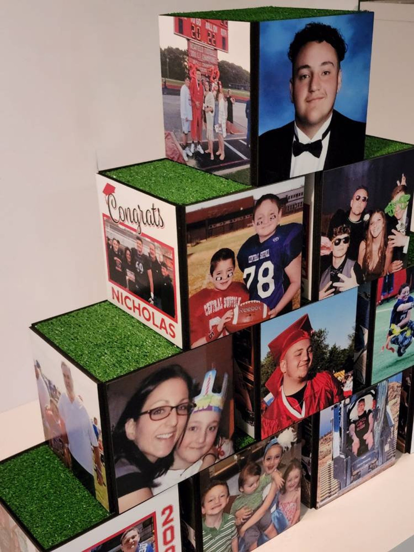 Photo Cube Centerpiece With Astro Turf Tops - Etsy