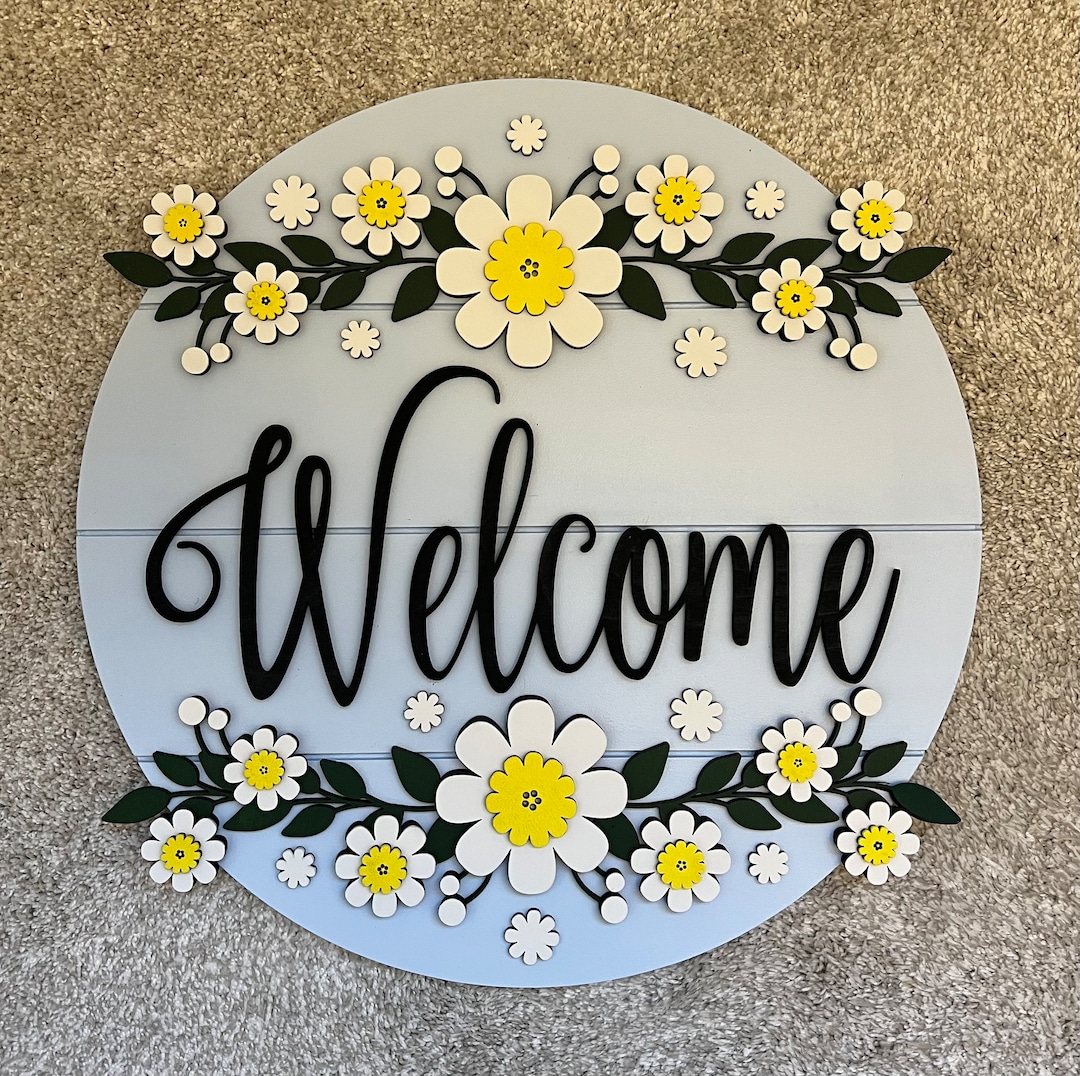 18" Round 3D Wood Welcome Sign or Wall Decor ~~free Shipping~~ - Etsy