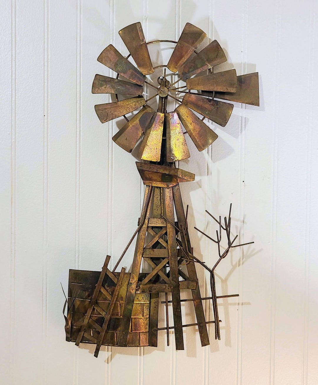 Vintage Rustic Copper Metal Windmill Wall Art - Etsy