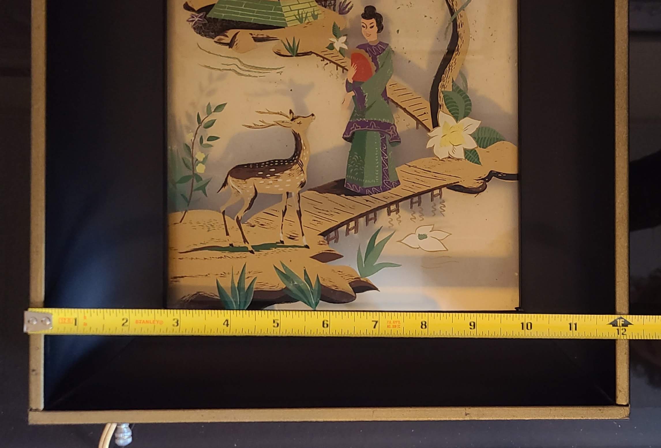 Vintage Asian-Scene Shadow-Box Wall-Light | Etsy