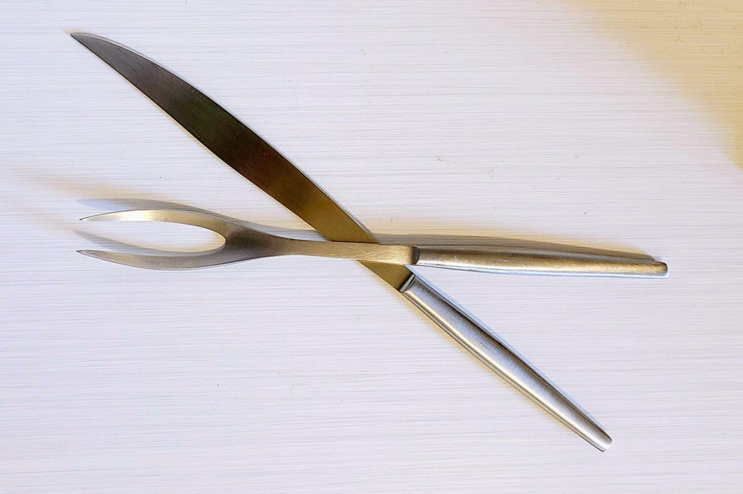 Vintage MCM Kalmar Italy Carving Fork and Knife Set - Etsy
