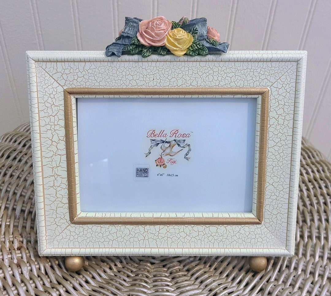 Vintage Wood Hand Painted 4x6 Picture Frame by Bella Rosa Figi - Etsy