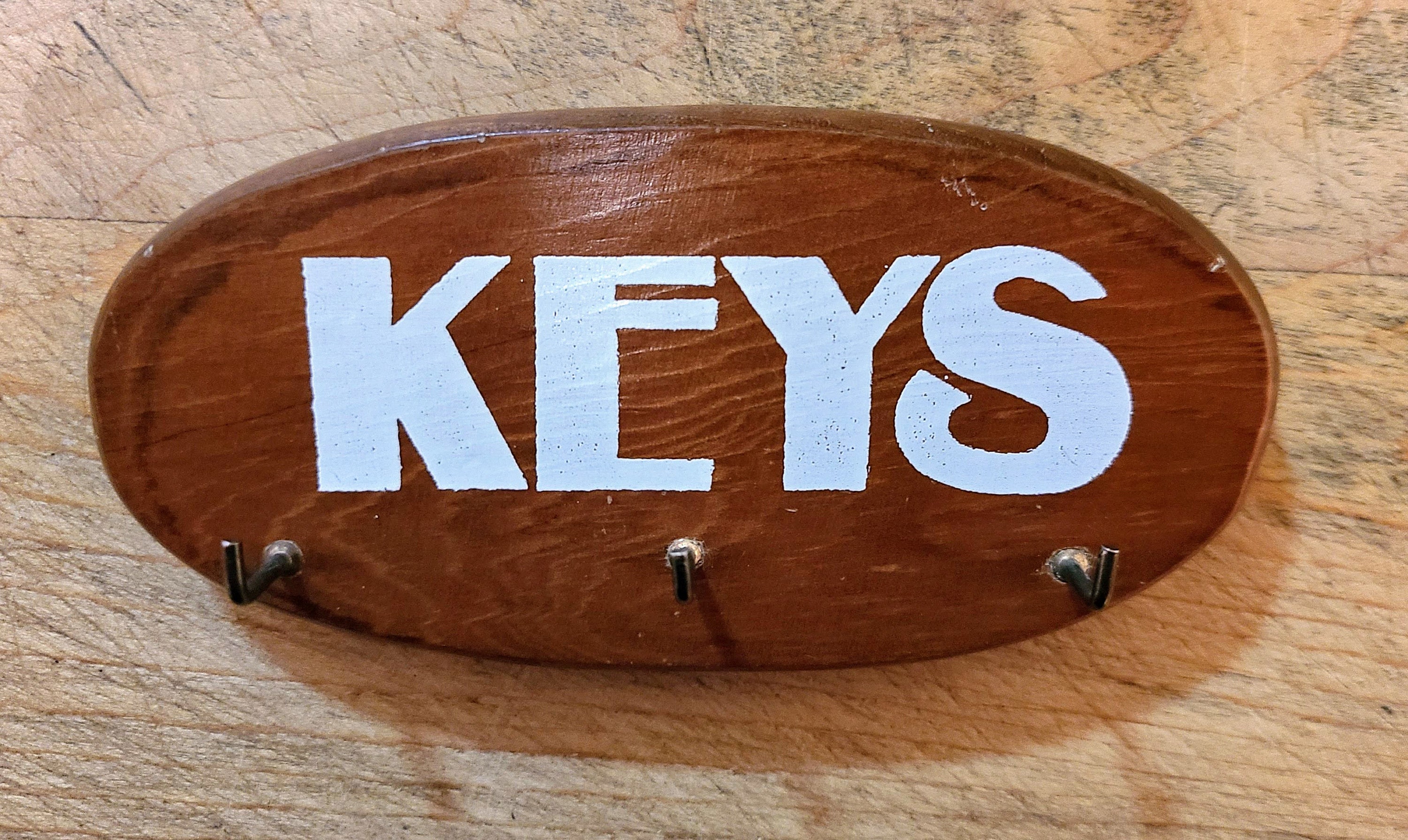 Vintage Wood KEYS Plaque With Hooks - Etsy