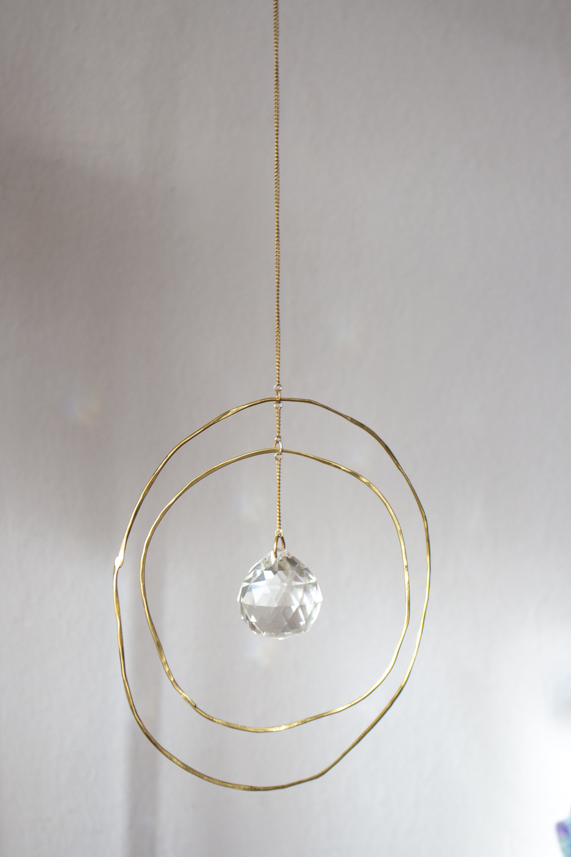 Double Arch Suncatcher Hand Hammered Brass Hoops With Large Sphere ...