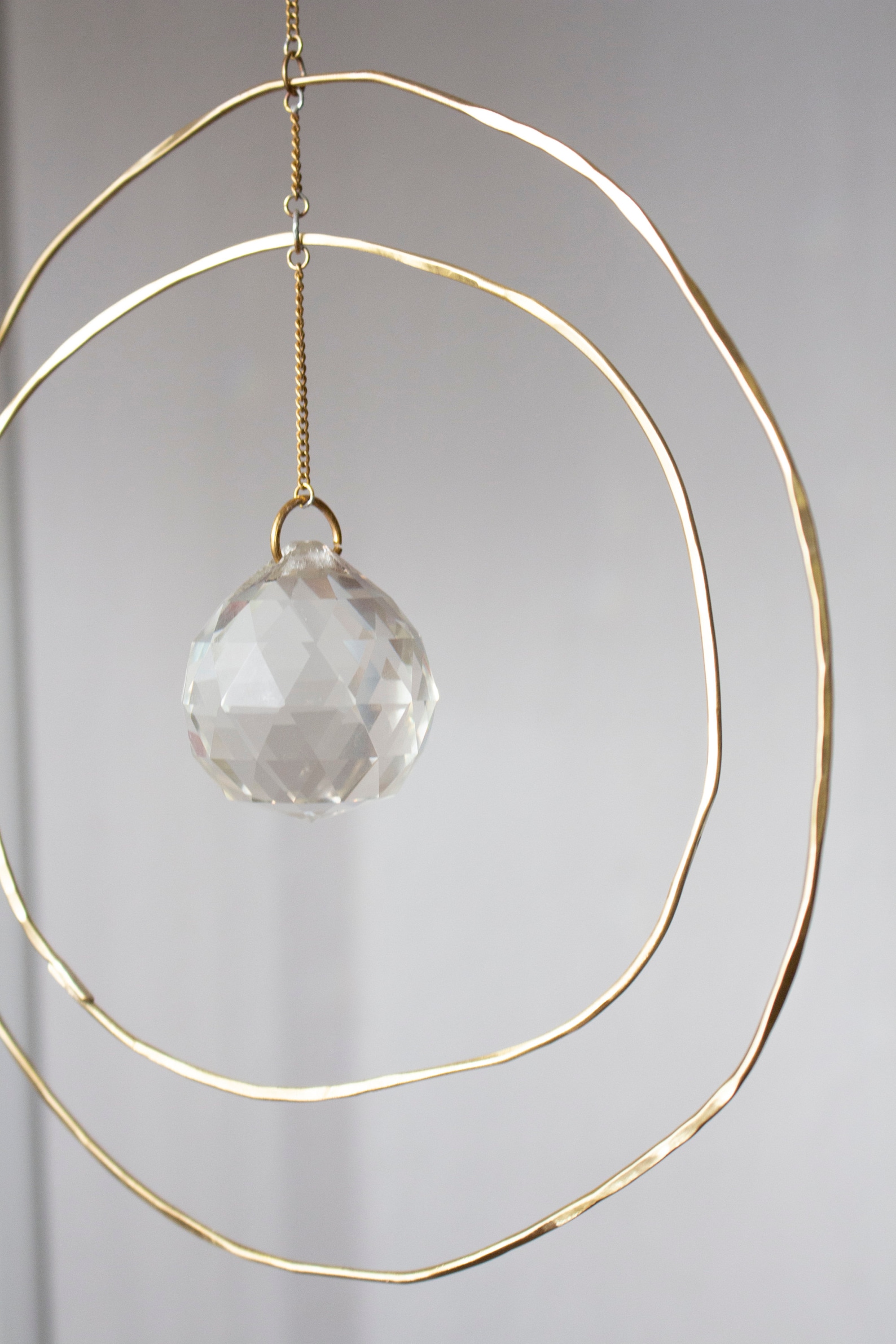 Double Arch Suncatcher Hand Hammered Brass Hoops With Large Sphere ...