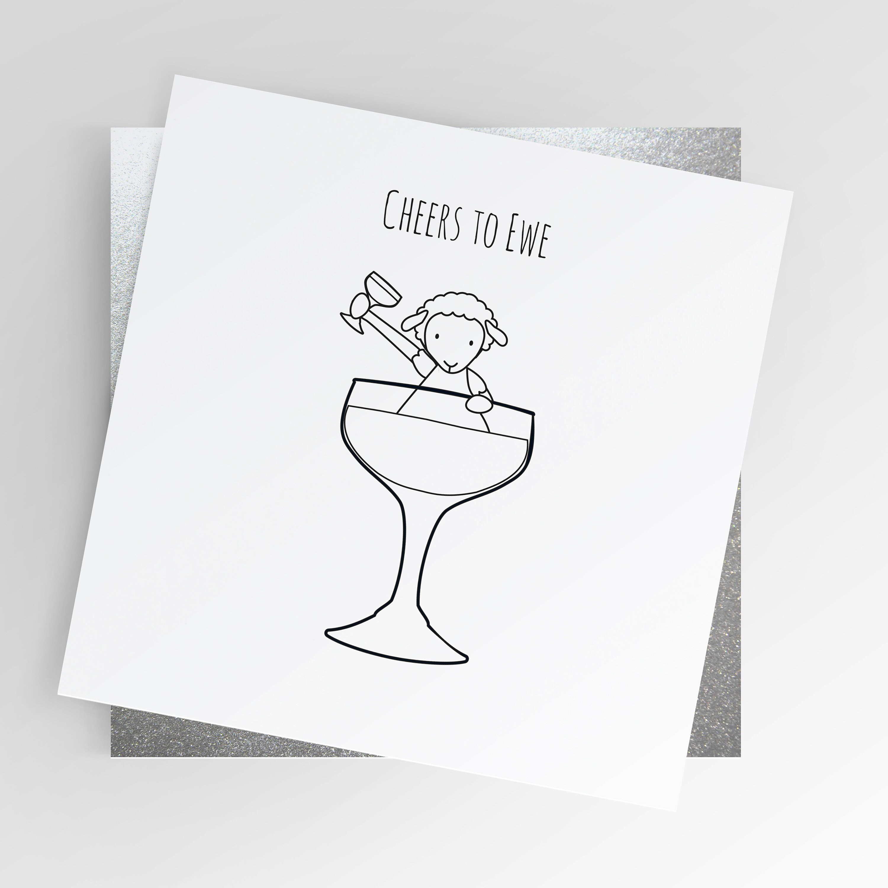Dear Ewe | Cheers to Ewe, Birthday Card, Cute Sheep Card, Sheep ...