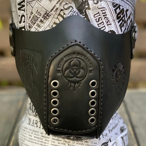 METRIC MERCENARY Black Leather Face Mask - Etsy