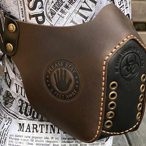 Leather Face Mask Brown&black Leather - Etsy