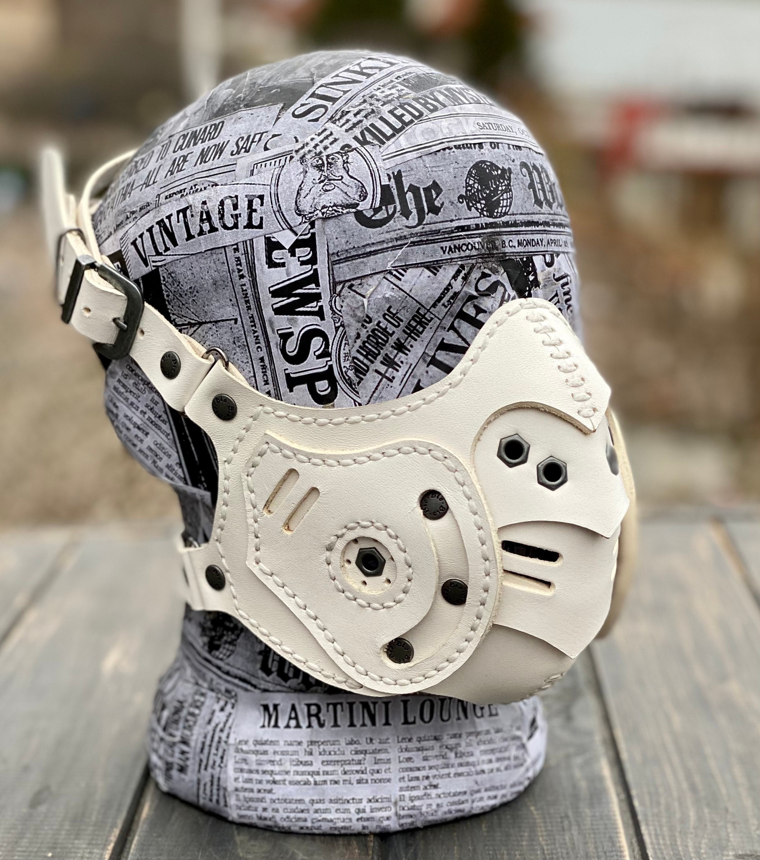 White Leather Mask Biker Mask Leather face Mask Scorpion | Etsy