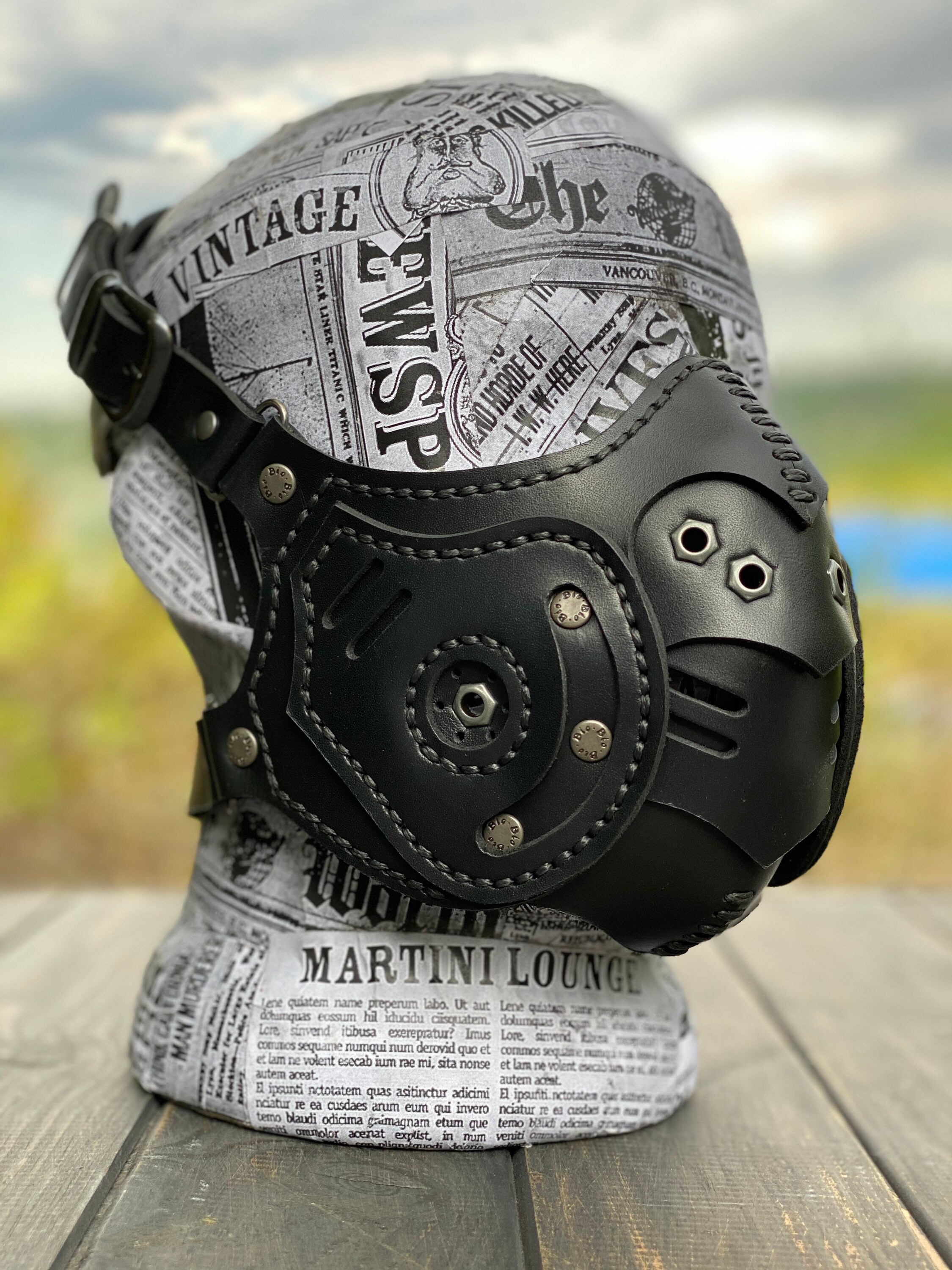 Black Leather Mask Biker Mask Leather face Mask Scorpion | Etsy