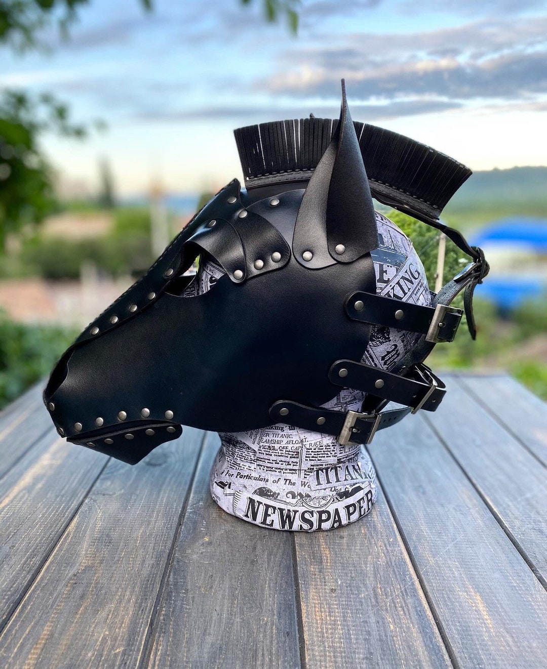 Pony Play Mask Leather Pony Hood Leather Horse Horsehead Leather Mask ...