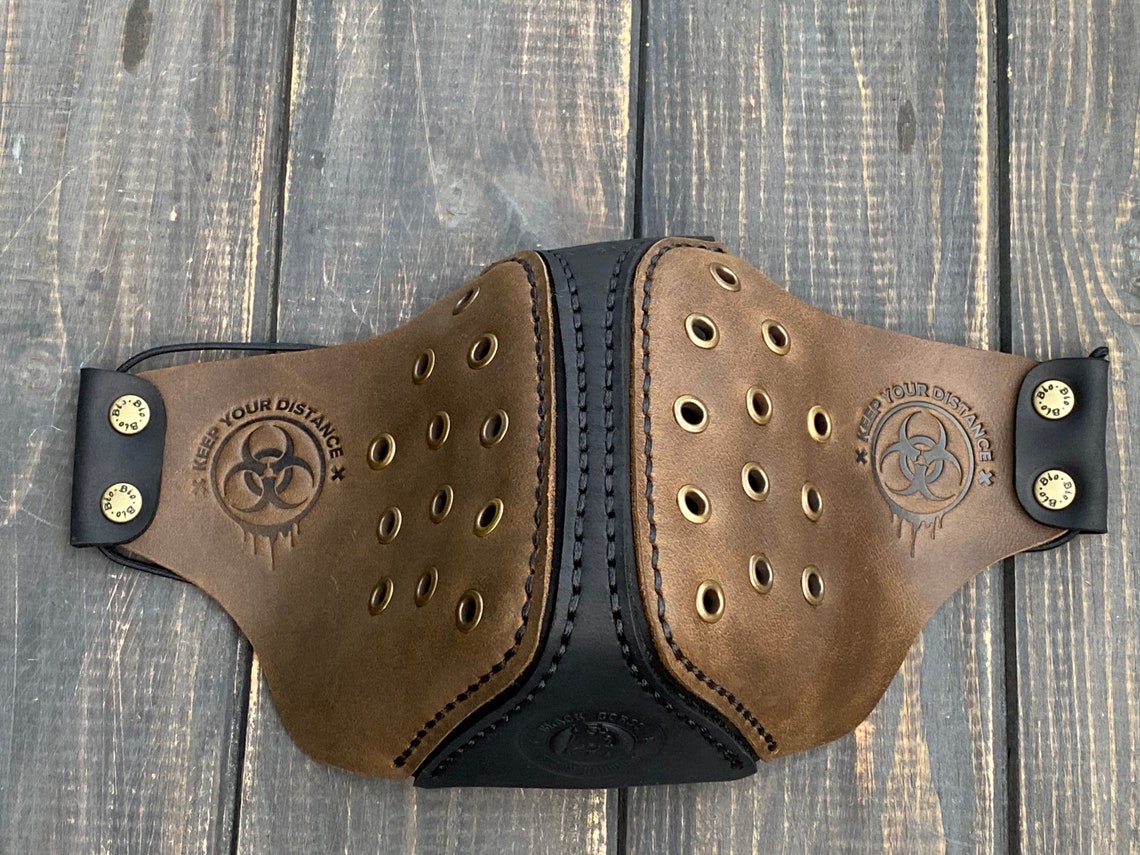 Leather Face Mask brown&black leather | Etsy