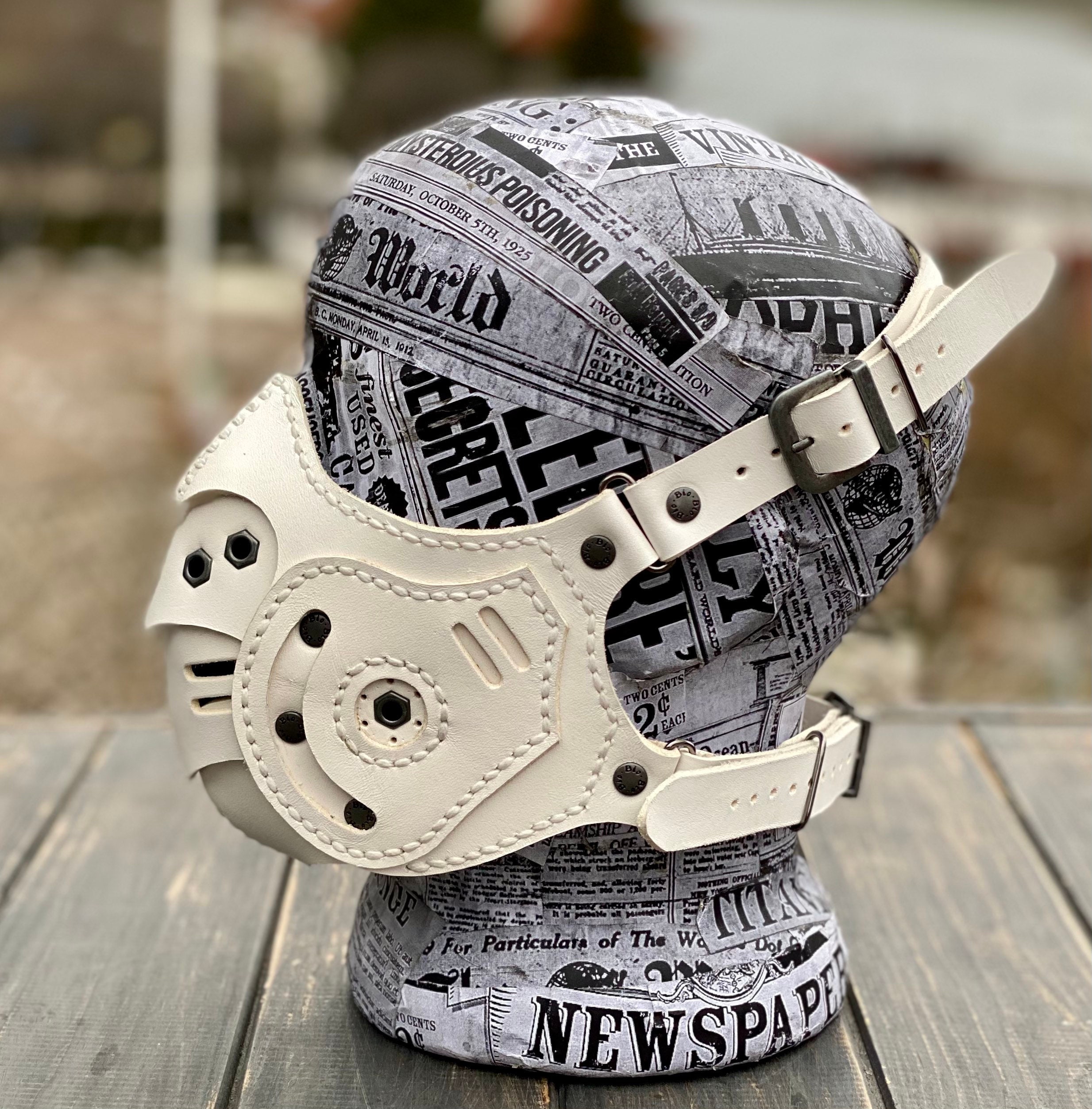 White Leather Mask Biker Mask Leather face Mask Scorpion | Etsy