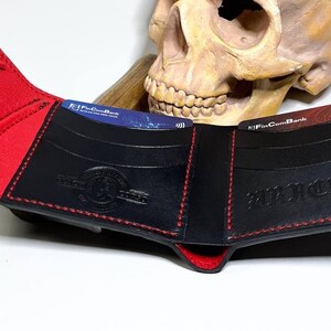 Carved Leather Wallet "bat" With Engraving, Black Wallet With Bat Wings ...