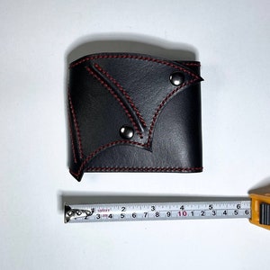 Carved Leather Wallet "bat" With Engraving, Black Wallet With Bat Wings ...