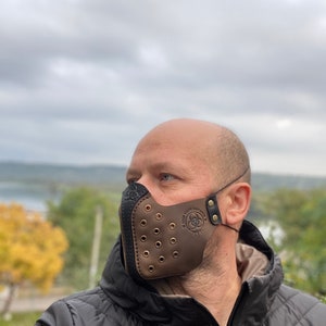 Leather Face Mask Brown&black Leather - Etsy