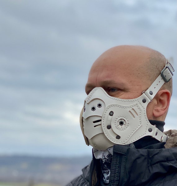 White Leather Mask Biker Mask Leather Face Mask Scorpion | Etsy