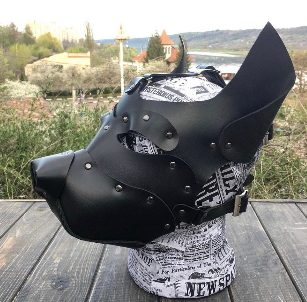 Puppy Play Hood Leather Puppy Mask Leather Dog Mask Sex - Etsy