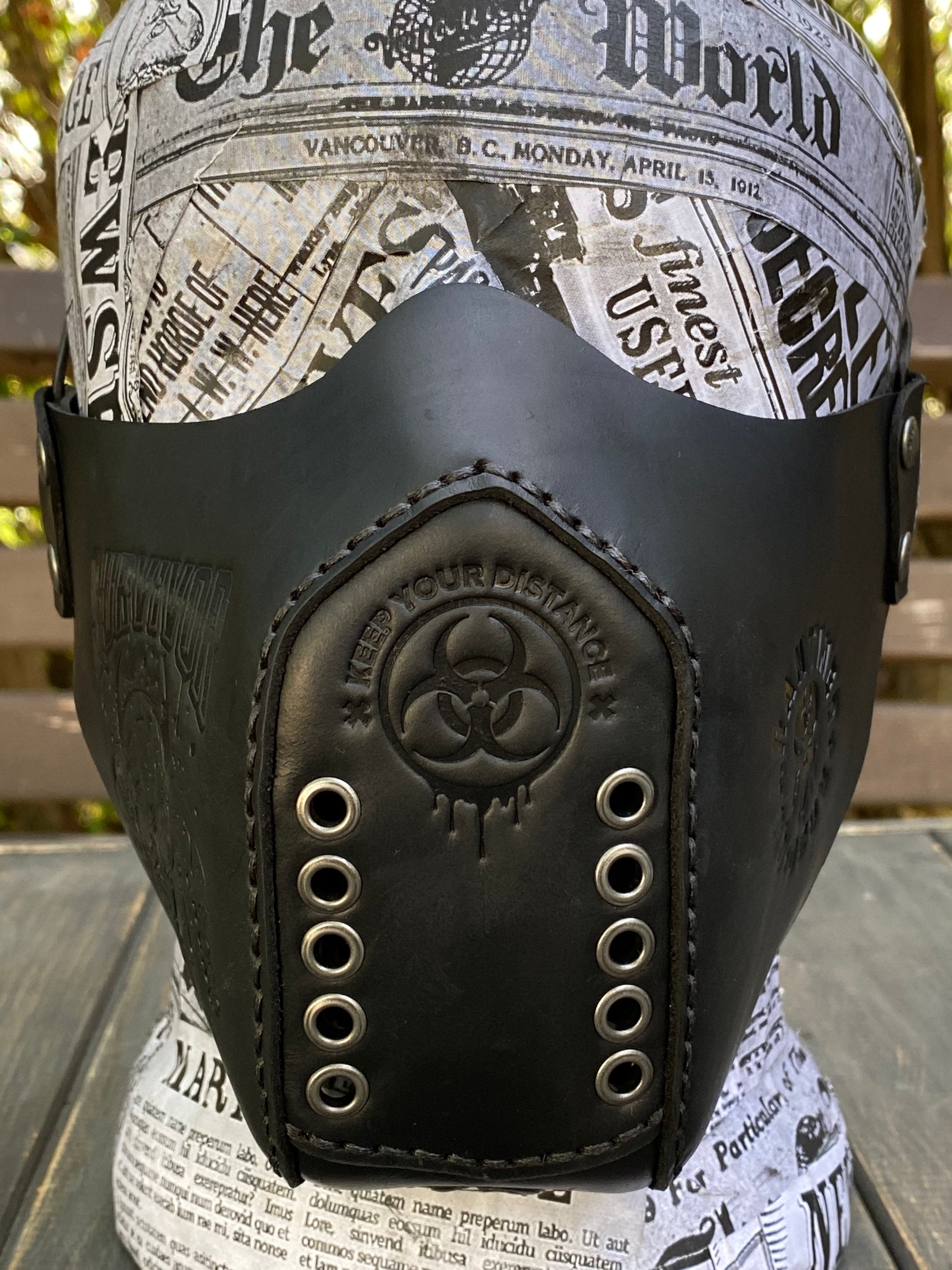 Leather Face Mask in black leather | Etsy