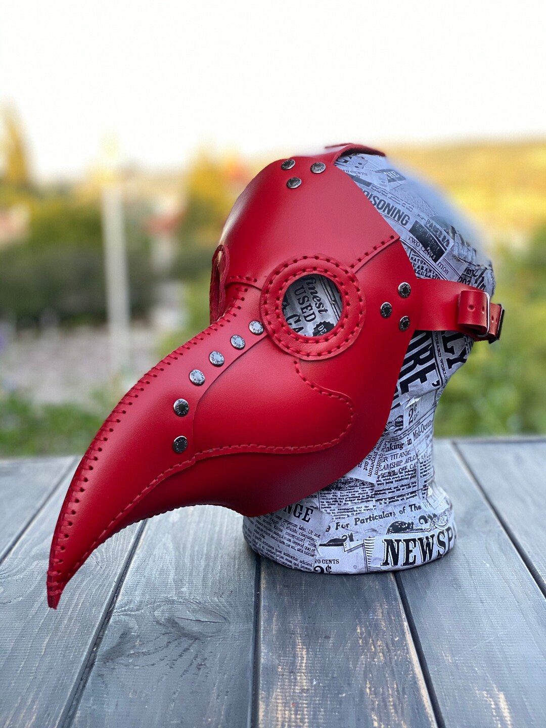 Plague Doctor Mask - Black Leather Mask - Plague Doctor Bird Mask ...